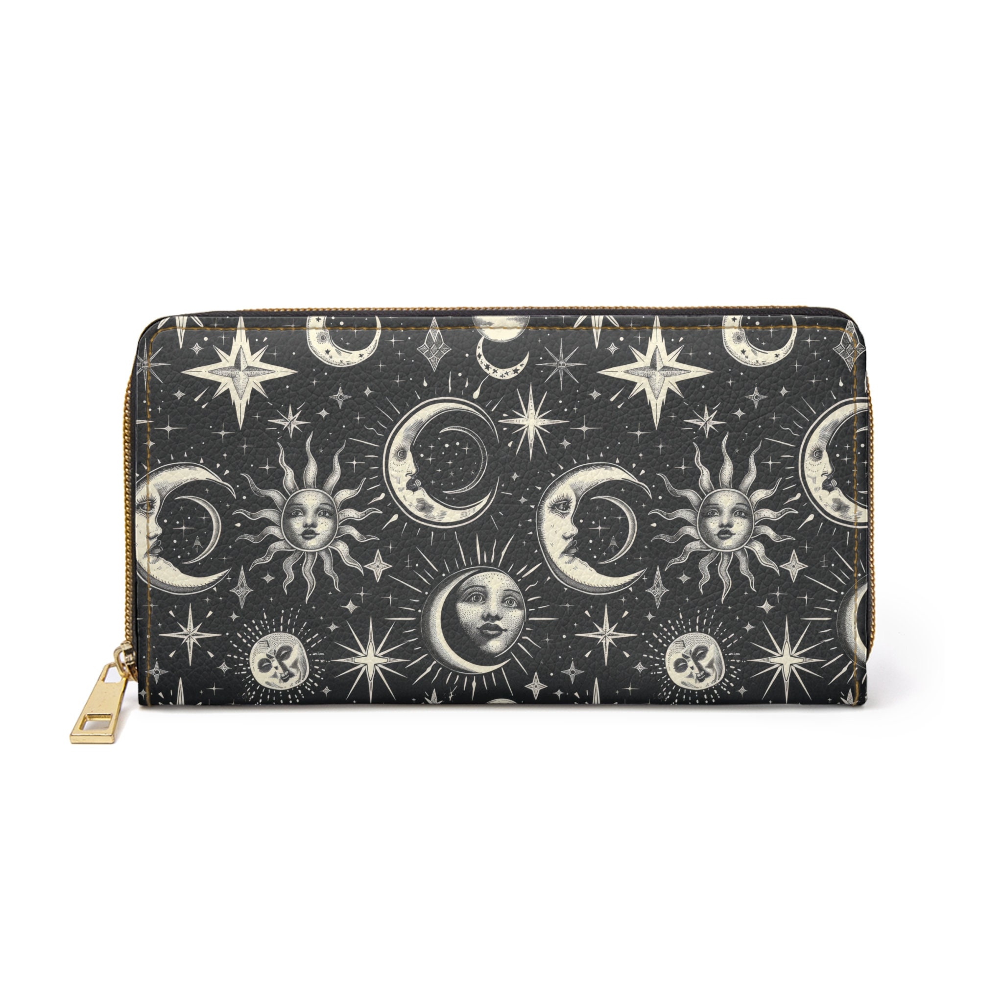 Celestial Magic Zipper Wallet, Sun Moon and Stars Wallet, Starry Night ...