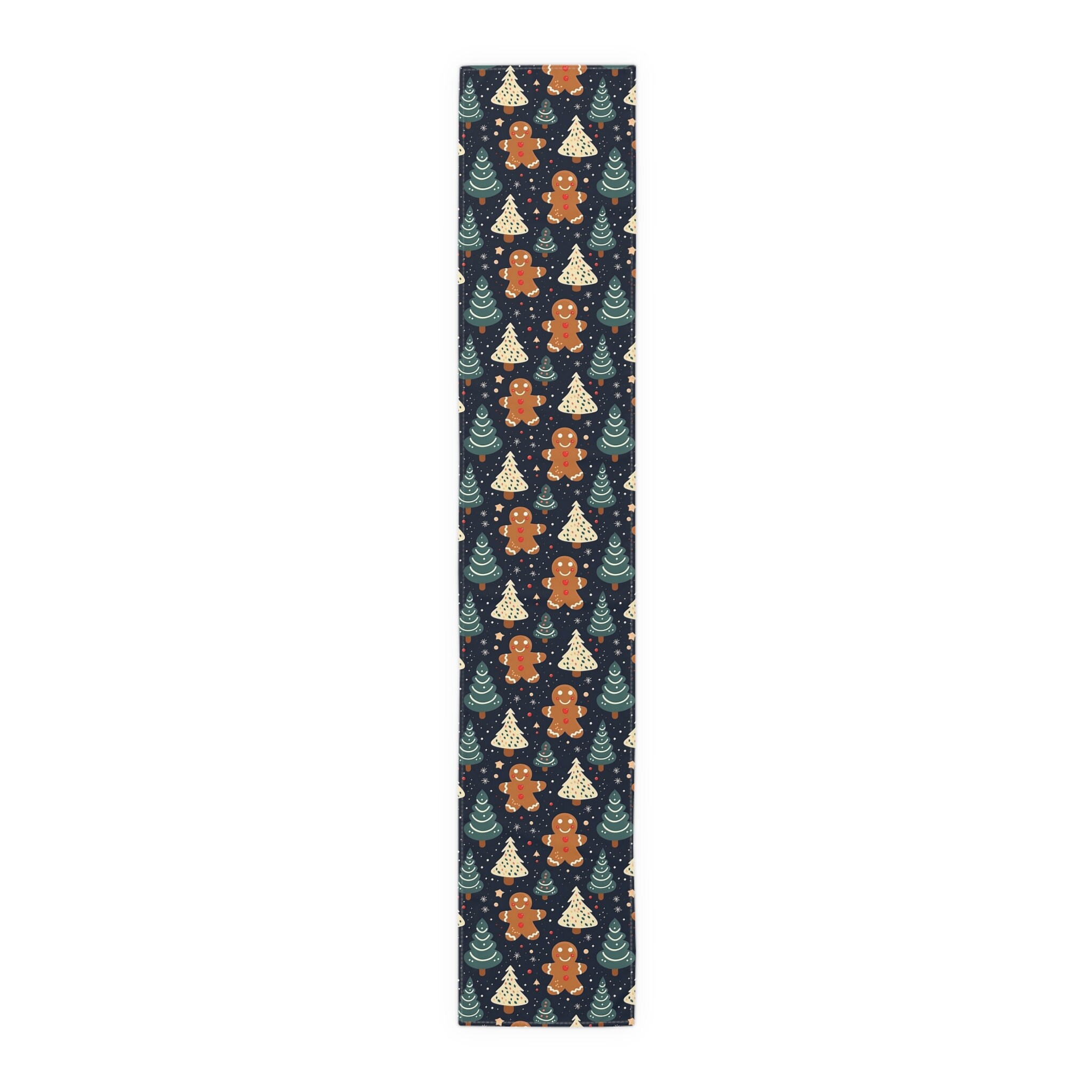 Navy Blue Color Gingerbread and Christmas Tree Table Runner Holiday ...