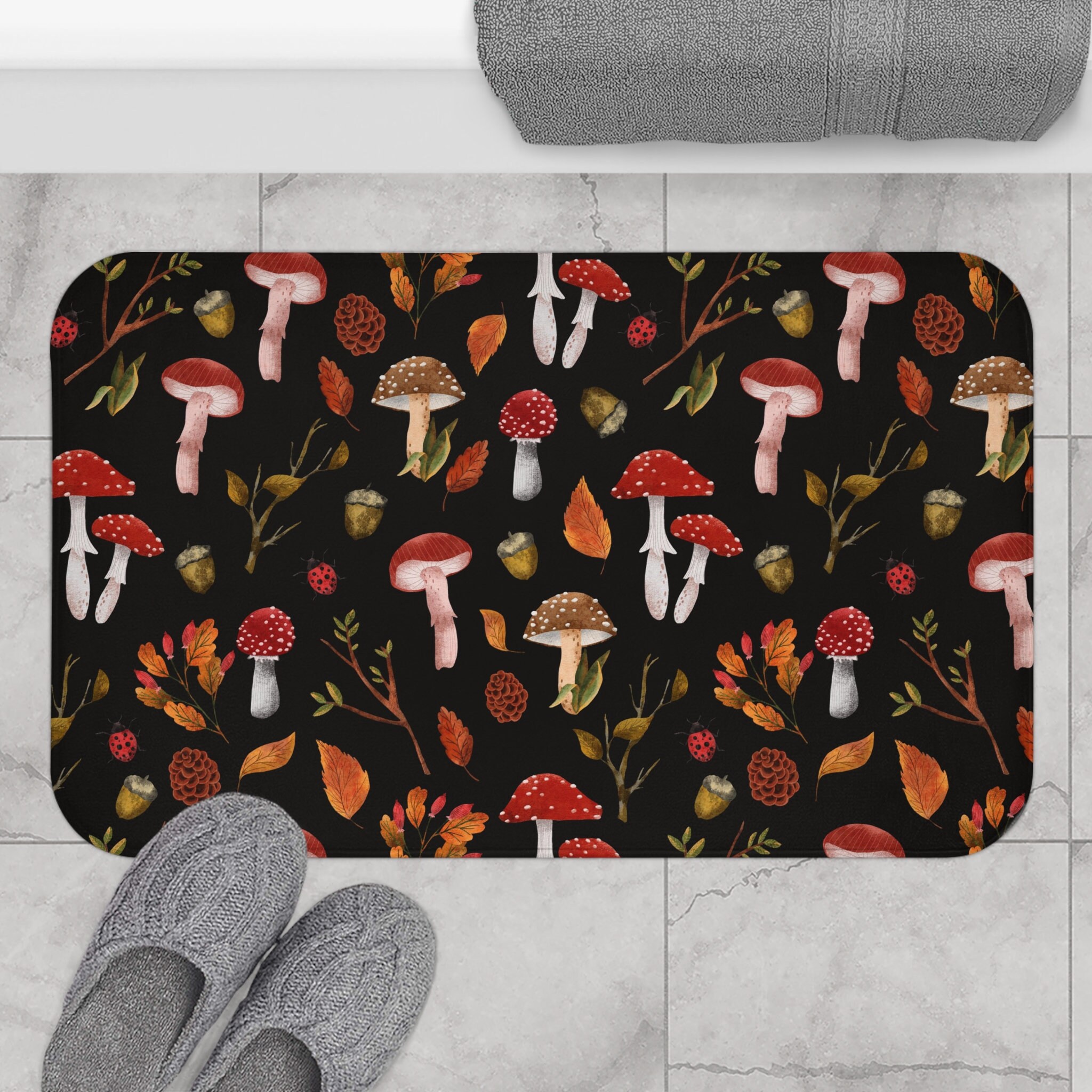 Wild Mushroom Bath Mat Fungi Inspired Print All Over Print - Etsy