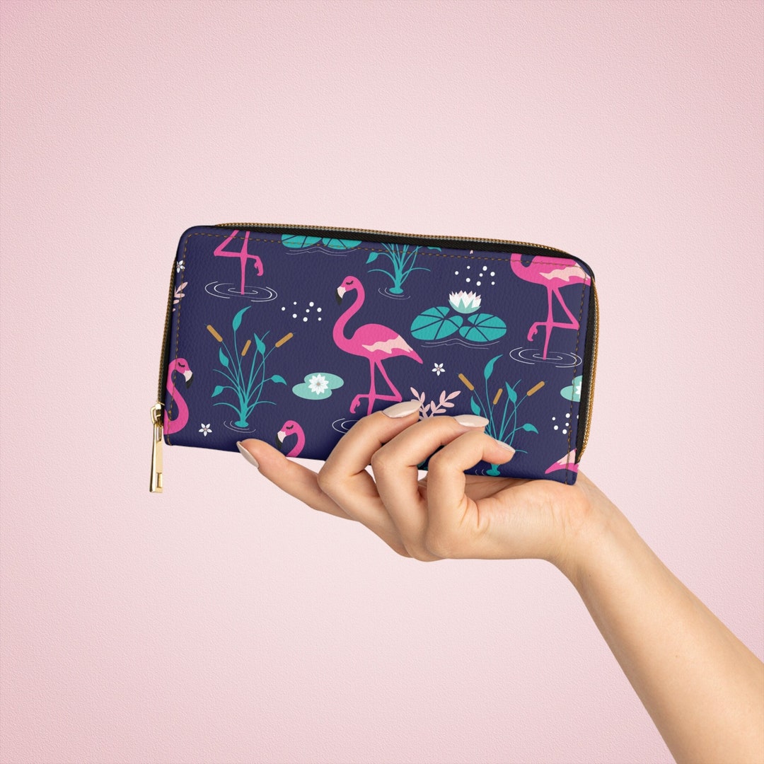 Flamingo Zipper Wallet, Women's Wallet,cute Boho Wallet, Women's Travel ...
