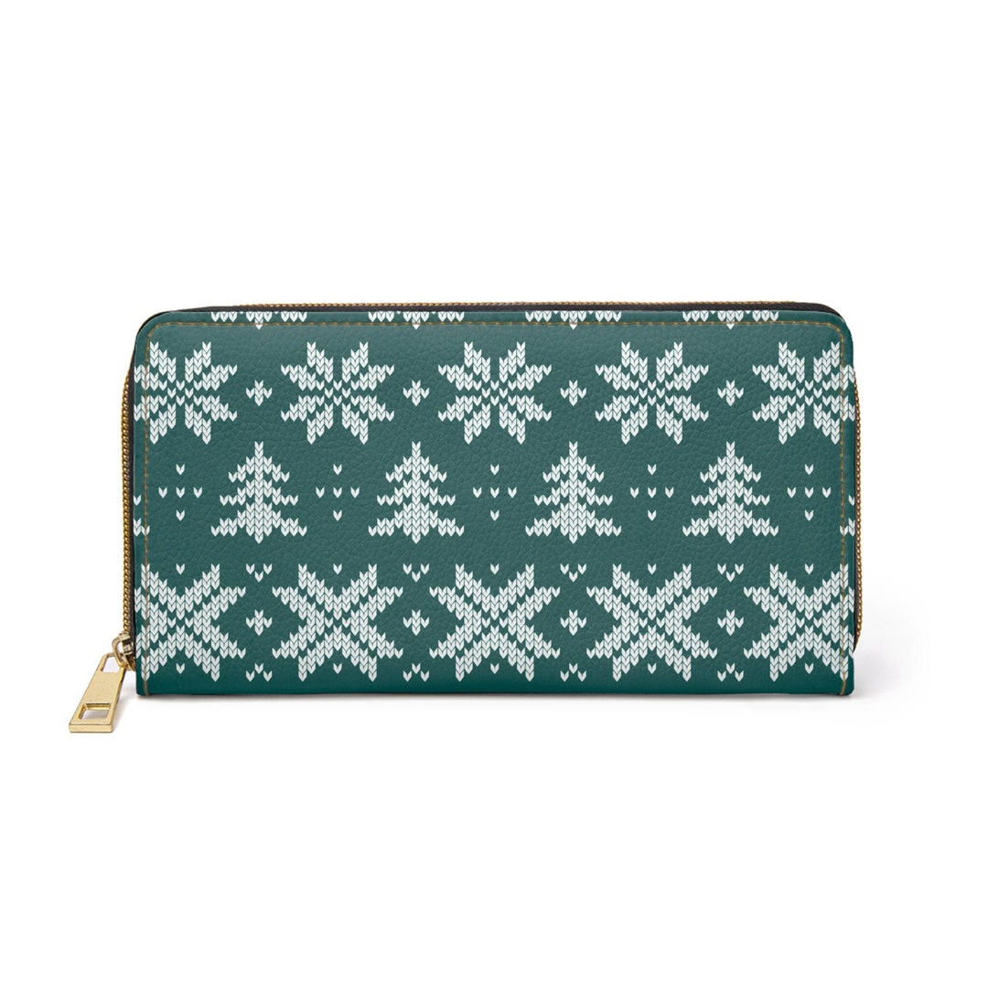 Christmas Pattern Zipper Wallet, Aesthetic Women's Wallet, Holiday ...