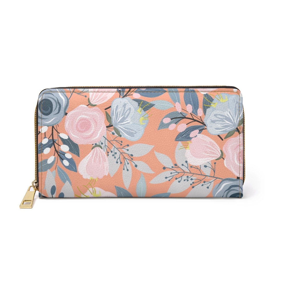 Pastel Color, Boho Floral Wallet, Womens Zipper Wallet, Cute Aesthetic ...