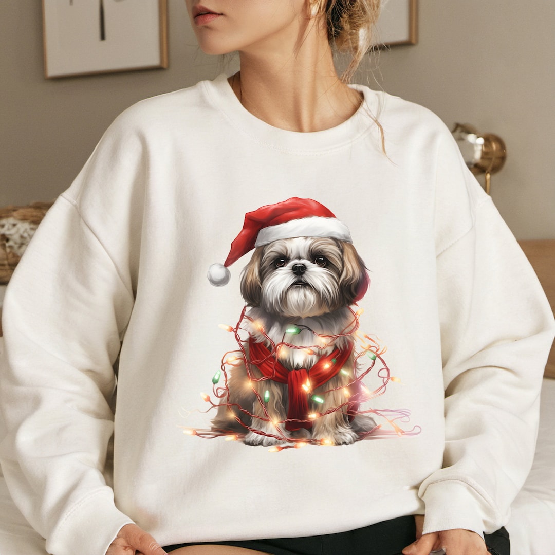 Christmas Shih Tzu Sweatshirt, Christmas Dog Sweater, Happy New Year ...