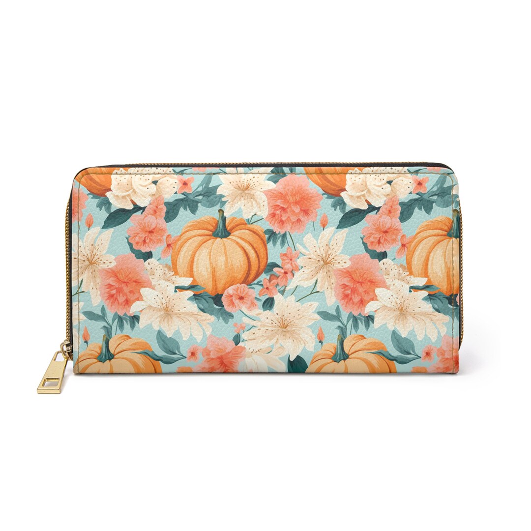 Fall Zipper Wallet, Women's Wallet, Pastel Pumpkin Wallet, Women's ...
