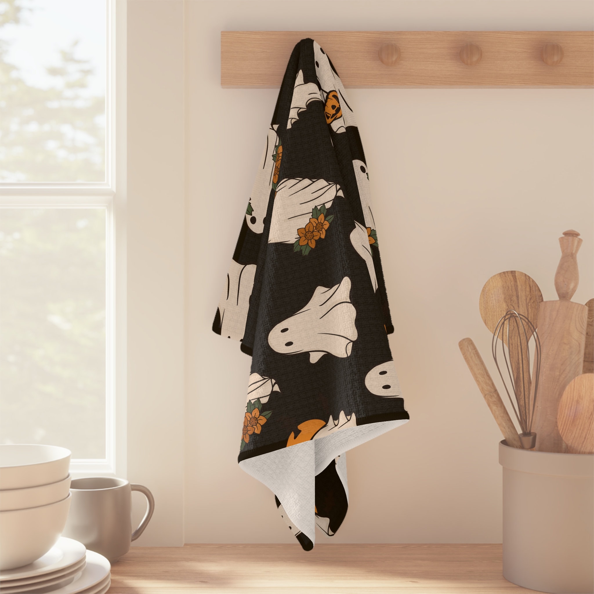 Ghost Print Soft Tea Towel, Cute Ghost Print, Ghost Print Kitchen Towel ...