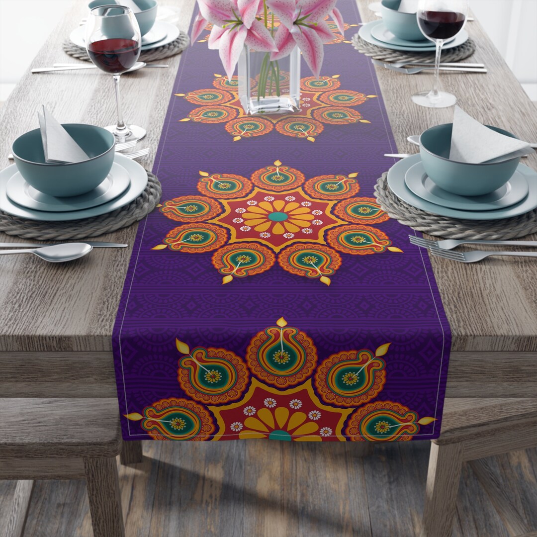 Diwali Table Runner, Indian Festival Table Decor, Diwali Decor ...