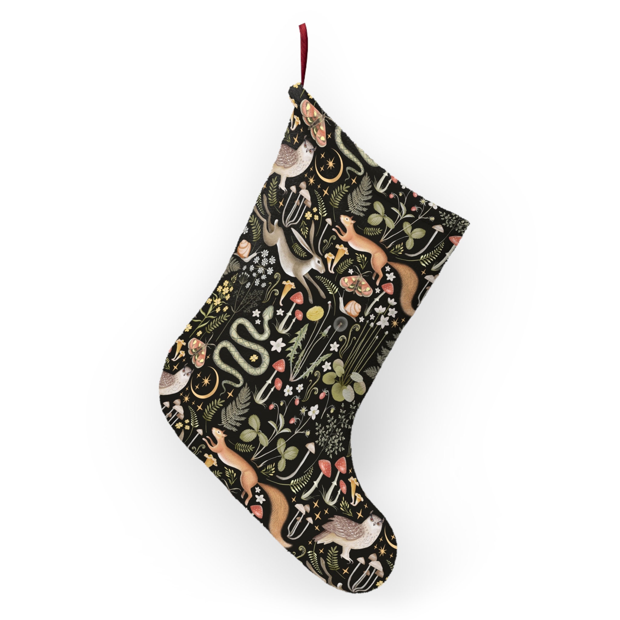 Enchanted Forest Christmas Stocking, All Over Print, Cute Woodland ...