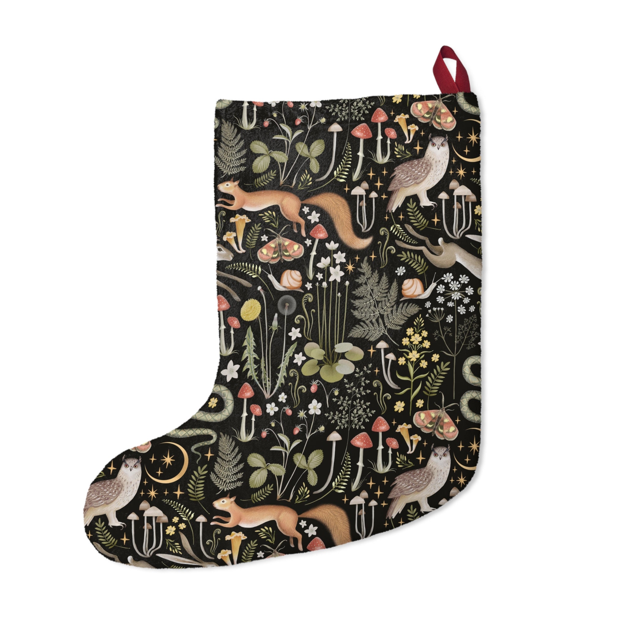 Enchanted Forest Christmas Stocking, All Over Print, Cute Woodland ...