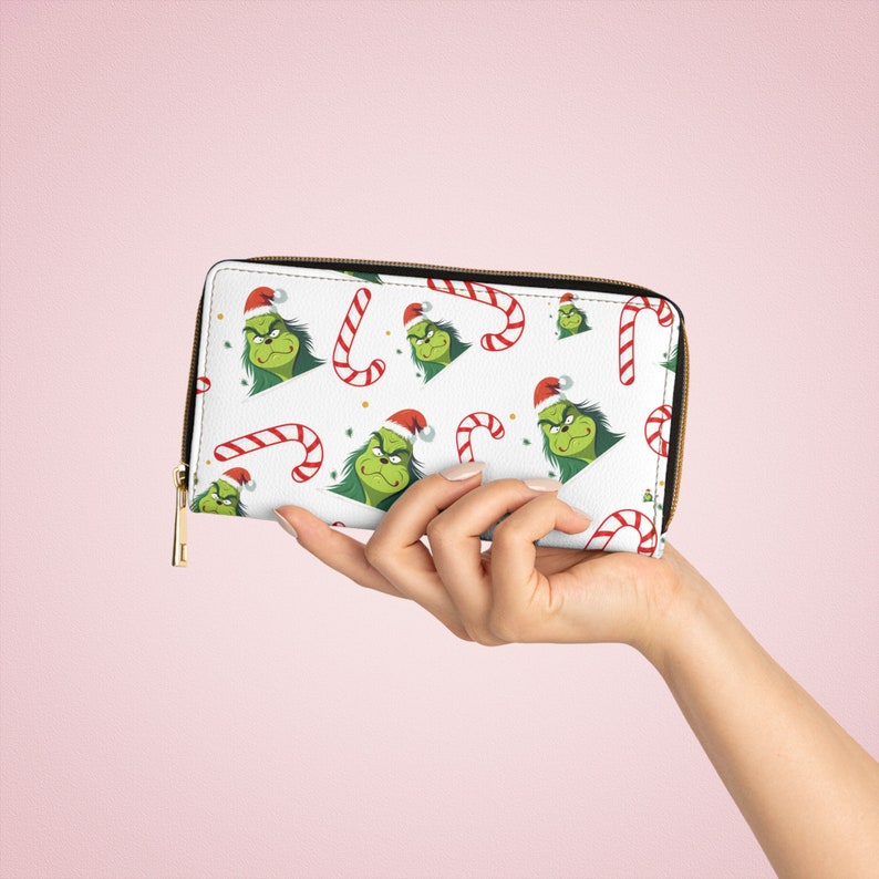Grinch and Candy Cane Zipper Wallet,grinch Christmas Wallet,christmas ...