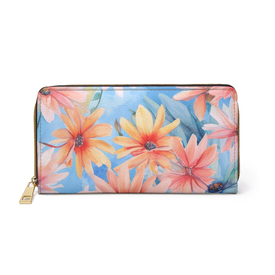 Daisy Floral Zipper Wallet, Womens Wallet, Bright Vivid Colors ...
