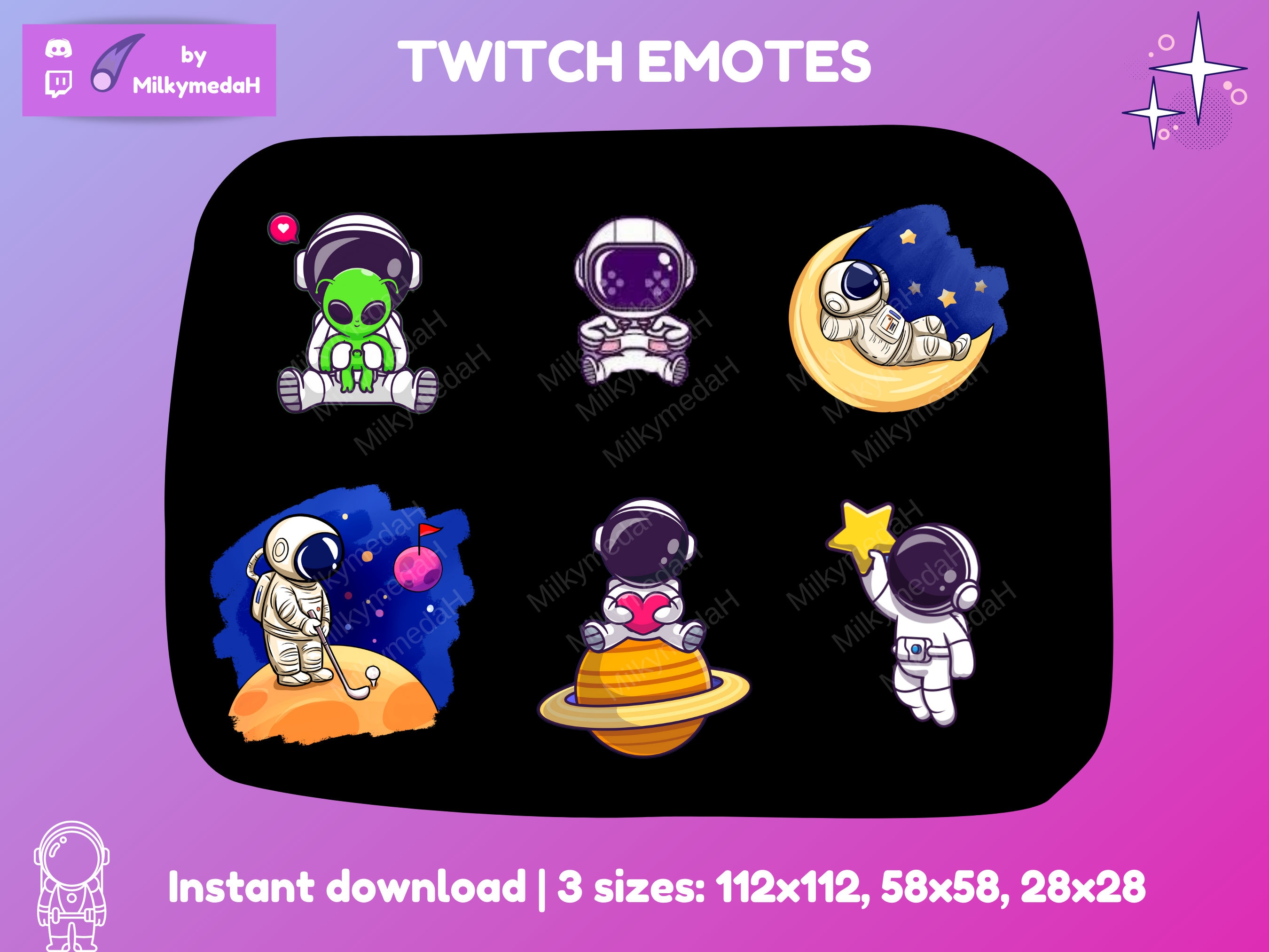 Twitch Astronaut Emote Discord Emote Cute Astronaut Sub Badges Space ...