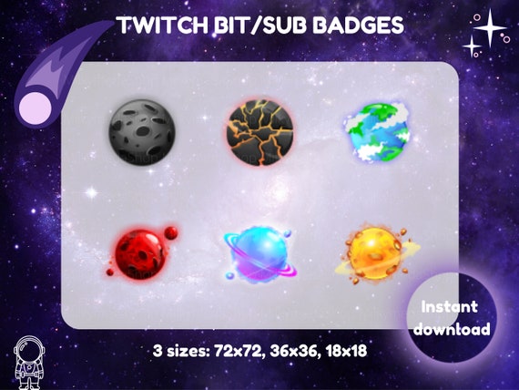 Space Planet Sub Badges Bit Badges Celestial Badges - Etsy