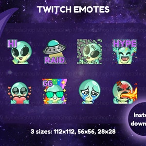 Twitch Alien Emote Discord Emote Cute Alien Sub Badges Space Theme ...