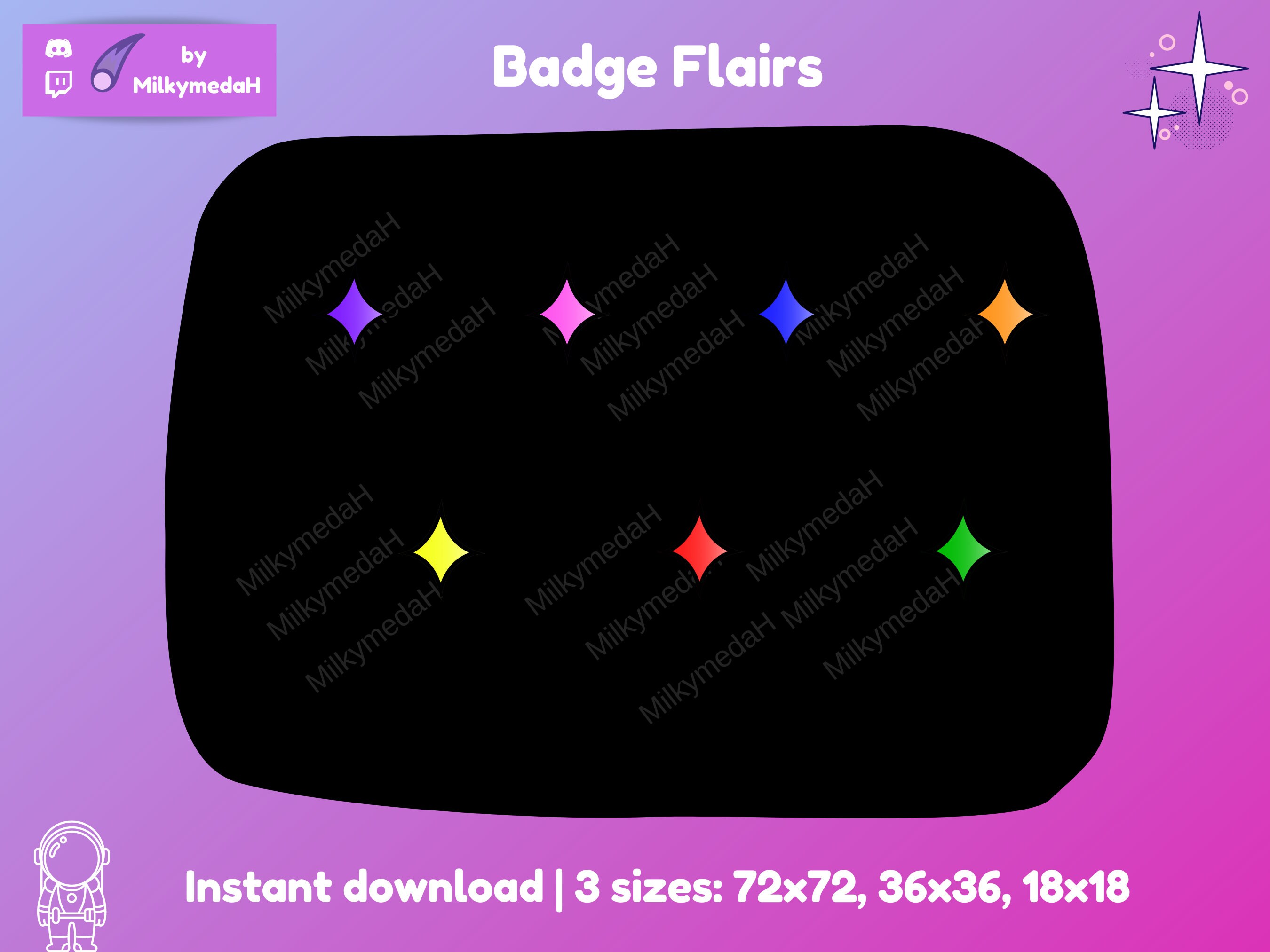 Sparkle Badge Flairs Twitch Sub / Bit Badges Sub Tier 2 & - Etsy