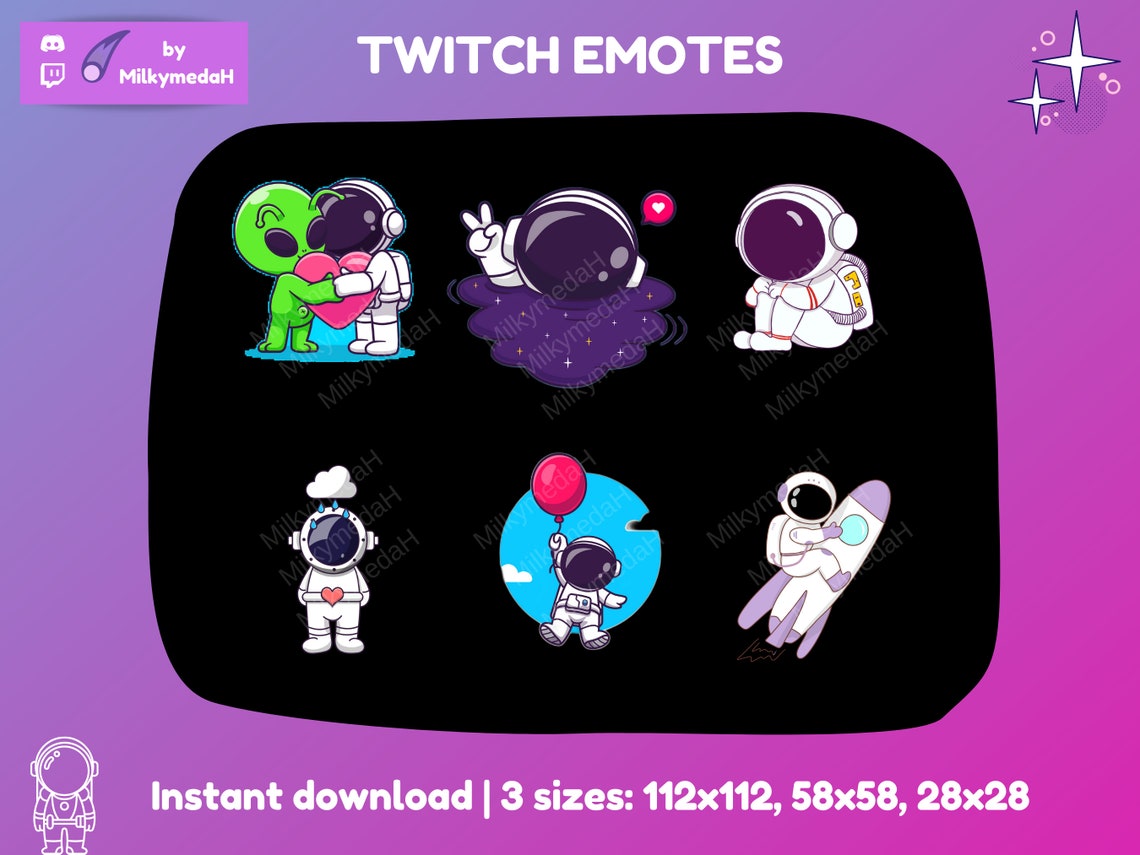 Twitch Astronaut Emote | Discord Emote | Cute Astronaut Sub Badges ...