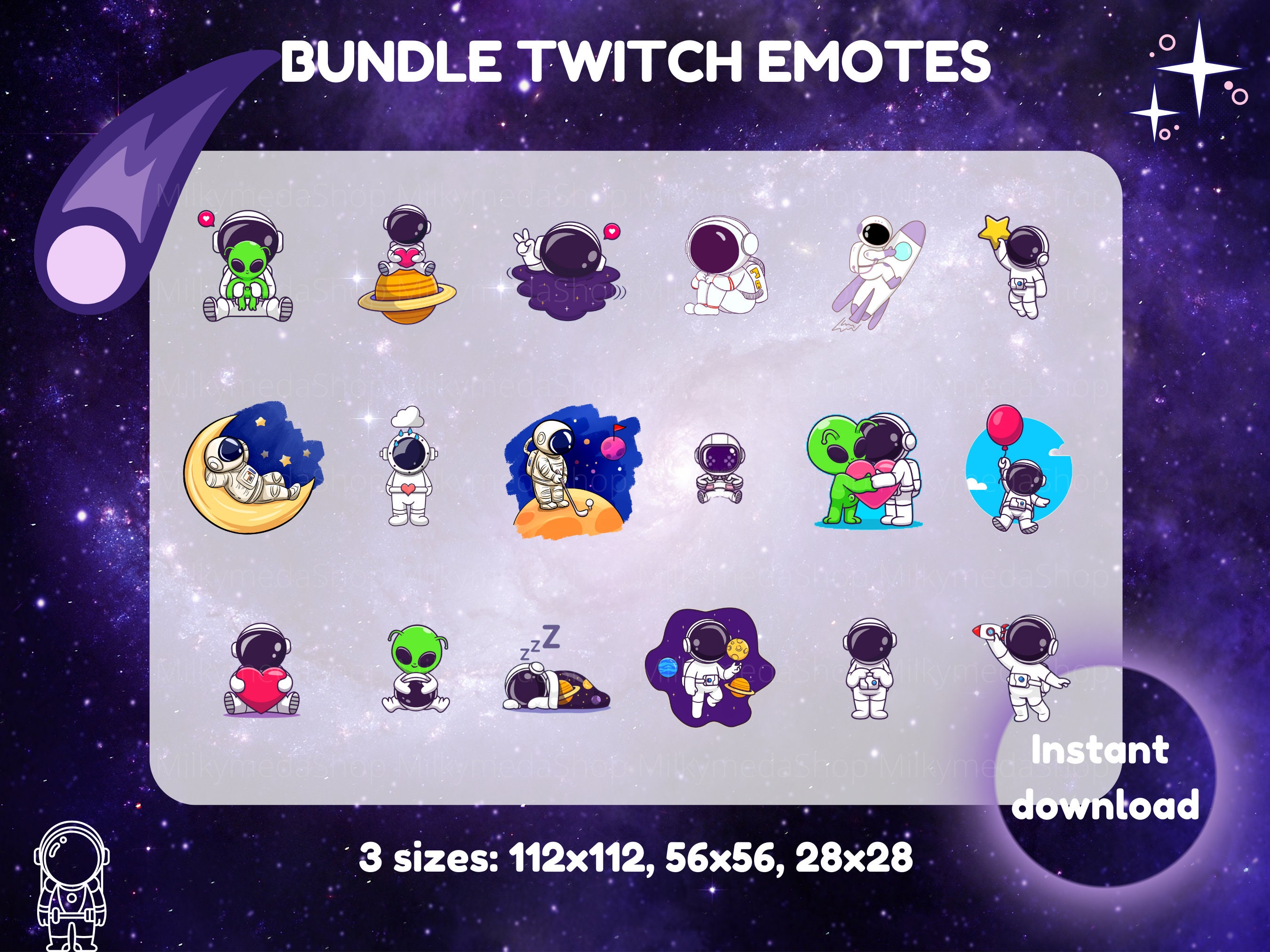 Bundle Twitch Astronaut Emote Discord Emote Cute Astronaut Sub Badges ...