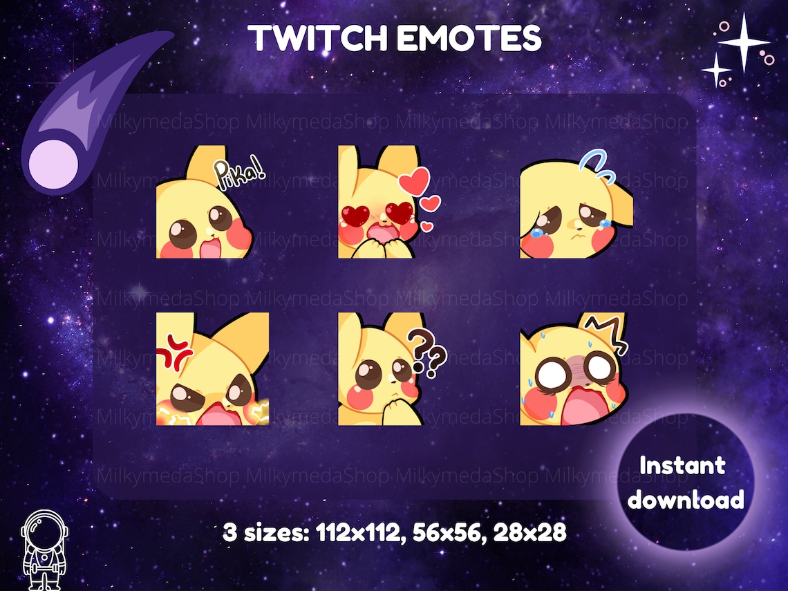 Pikachu Emote Discord Emote Cute Pikachu Sub Badges - Etsy