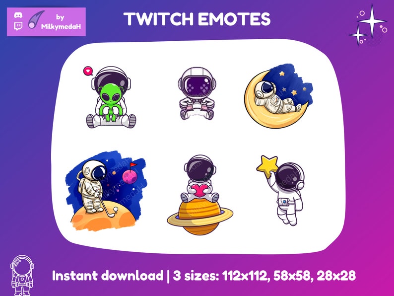 Twitch Astronaut Emote Discord Emote Cute Astronaut Sub - Etsy UK