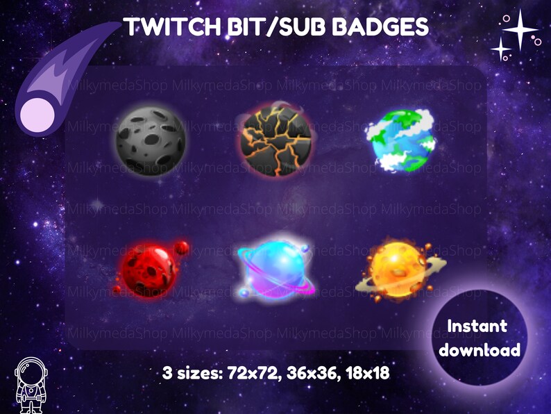 Space Planet Sub Badges | Bit Badges | Celestial Badges | Loyalty ...
