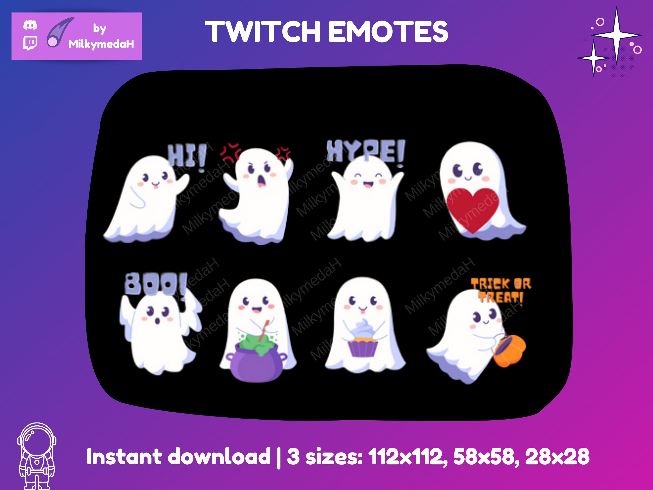 Cute Ghost Twitch Emote Discord Emote Cute Chibi Spooky Ghost Halloween ...