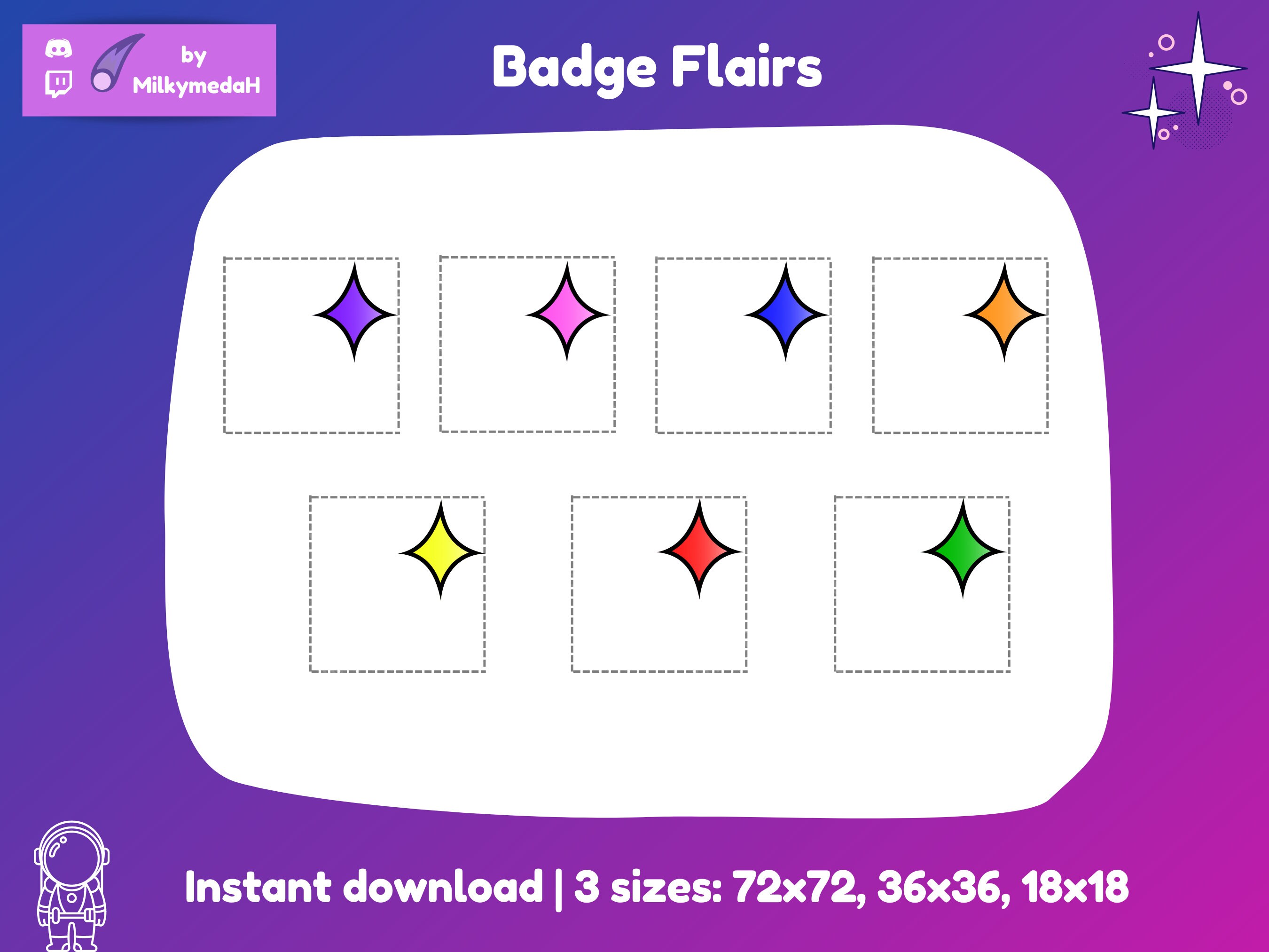 Sparkle Badge Flairs Twitch Sub / Bit Badges Sub Tier 2 & - Etsy