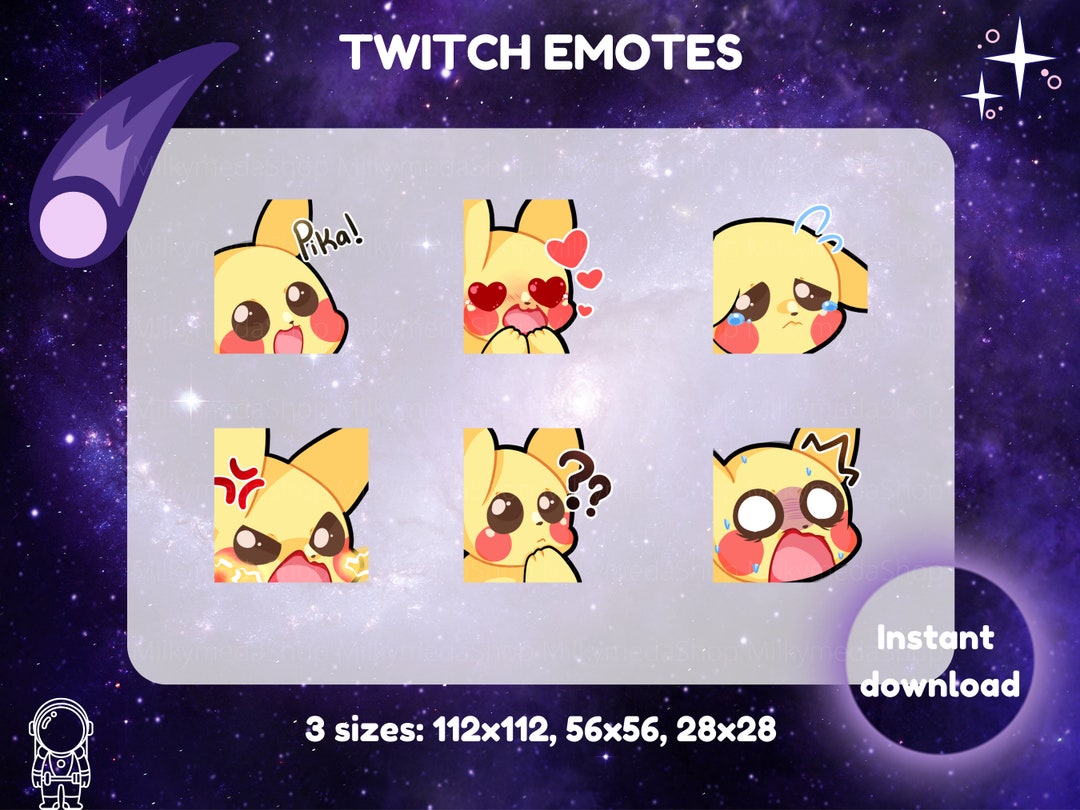Pikachu Emote Discord Emote Cute Pikachu Sub Badges Pokémon Theme Pack ...
