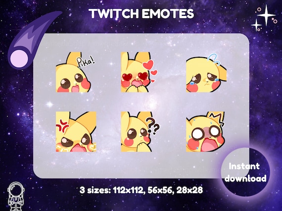 Pikachu Emote Discord Emote Cute Pikachu Sub Badges - Etsy