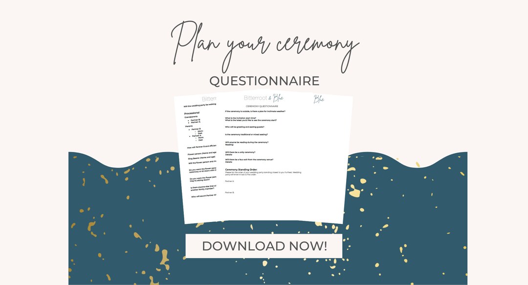 Wedding Ceremony Questionnaire, DIY Bride, PLANNING - Etsy