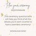 Wedding Ceremony Questionnaire, DIY Bride, PLANNING - Etsy