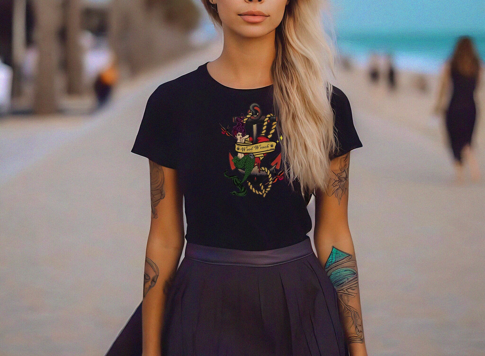 Mermaid Top Stoner Shirt Weed Clothes Coconut Girl Gothic Lolita Mermaid Shirt Rockabilly Top ...