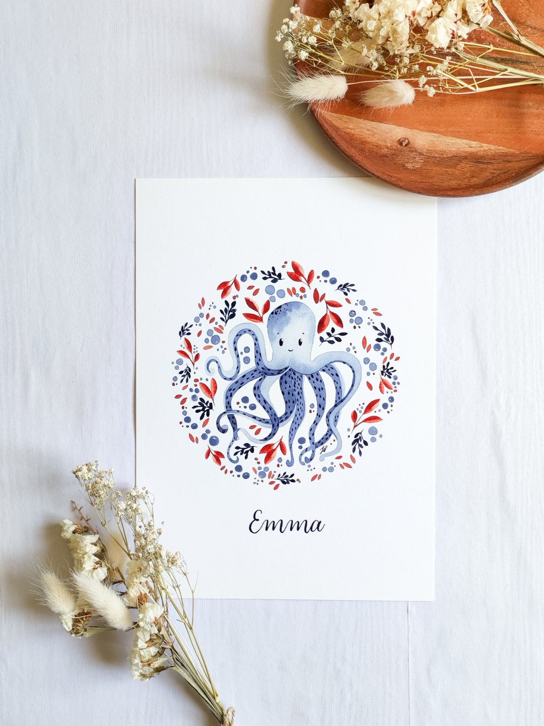 Personalized Name Poster Octopus A4 Reproduction Fine Art - Etsy