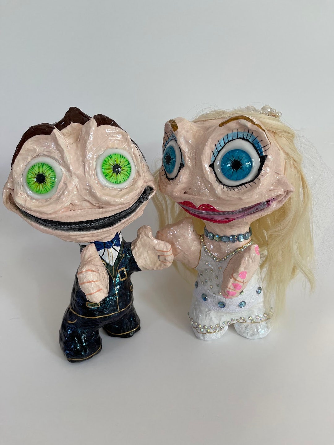 Bride and Groom,paper Mache Monster,wedding, Glow in the Dark Monster ...