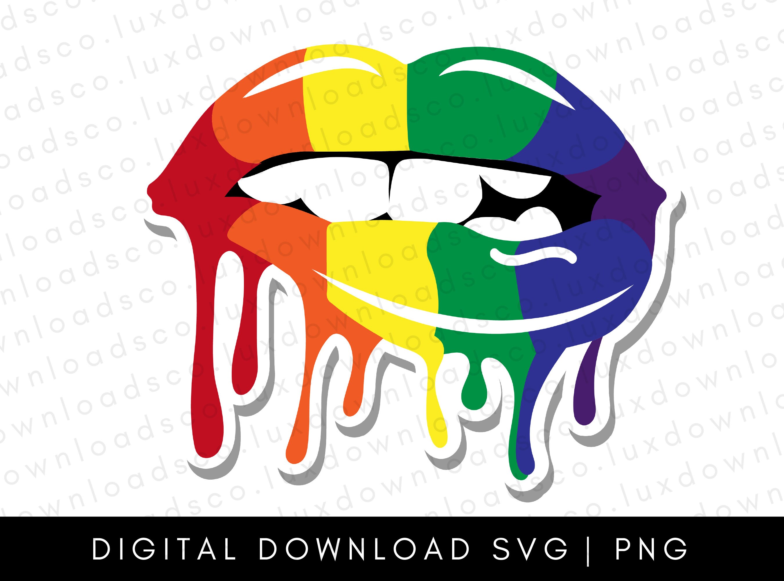 Dripping Rainbow Pride Lips SVG for T-shirts, Rainbow PNG Clipart ...