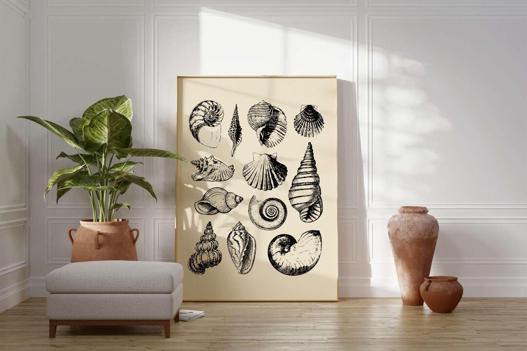 Coastal Core Printable Wall Art Beach Themed Art Print Seashell ...