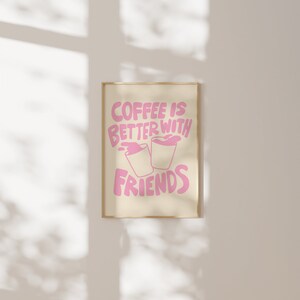 Pink Coffee Wall Art Coffee Bar Decor for Kitchen Wall Art Coffee ...