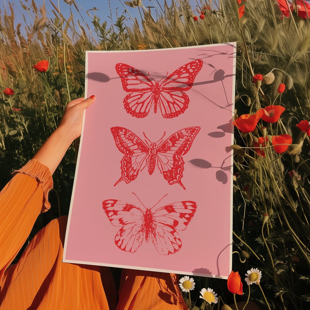 Girly Printable Wall Art Butterfly Print for Dorm Room Wall Decor ...