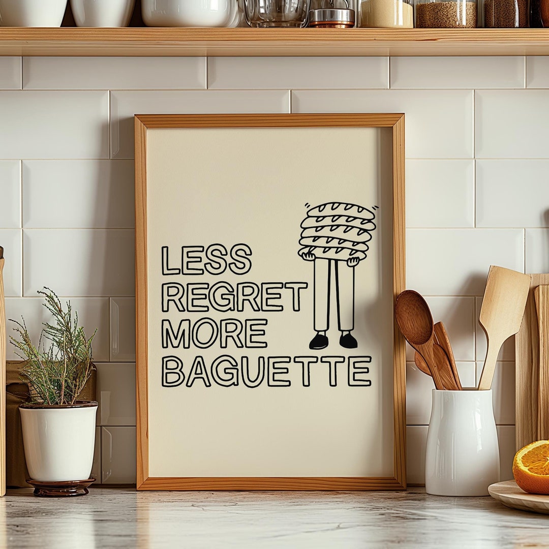 Funny Kitchen Wall Art Dining Room Printable Wall Art French Baguette ...