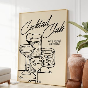 Cocktail Poster for Bar Cart Wall Art for Kitchen Art Digital Product ...