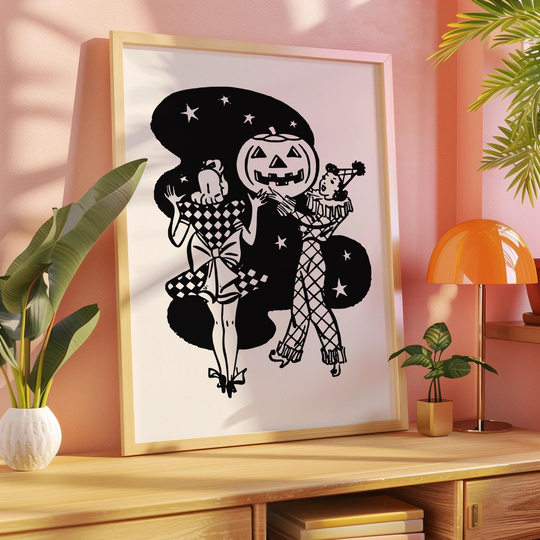 Retro Halloween Printable Wall Art Halloween Decor Ideas Vintage ...