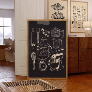 Aesthetic Kitchen Decor Baking Art Print Trendy Kitchen Wall Art Poster ...