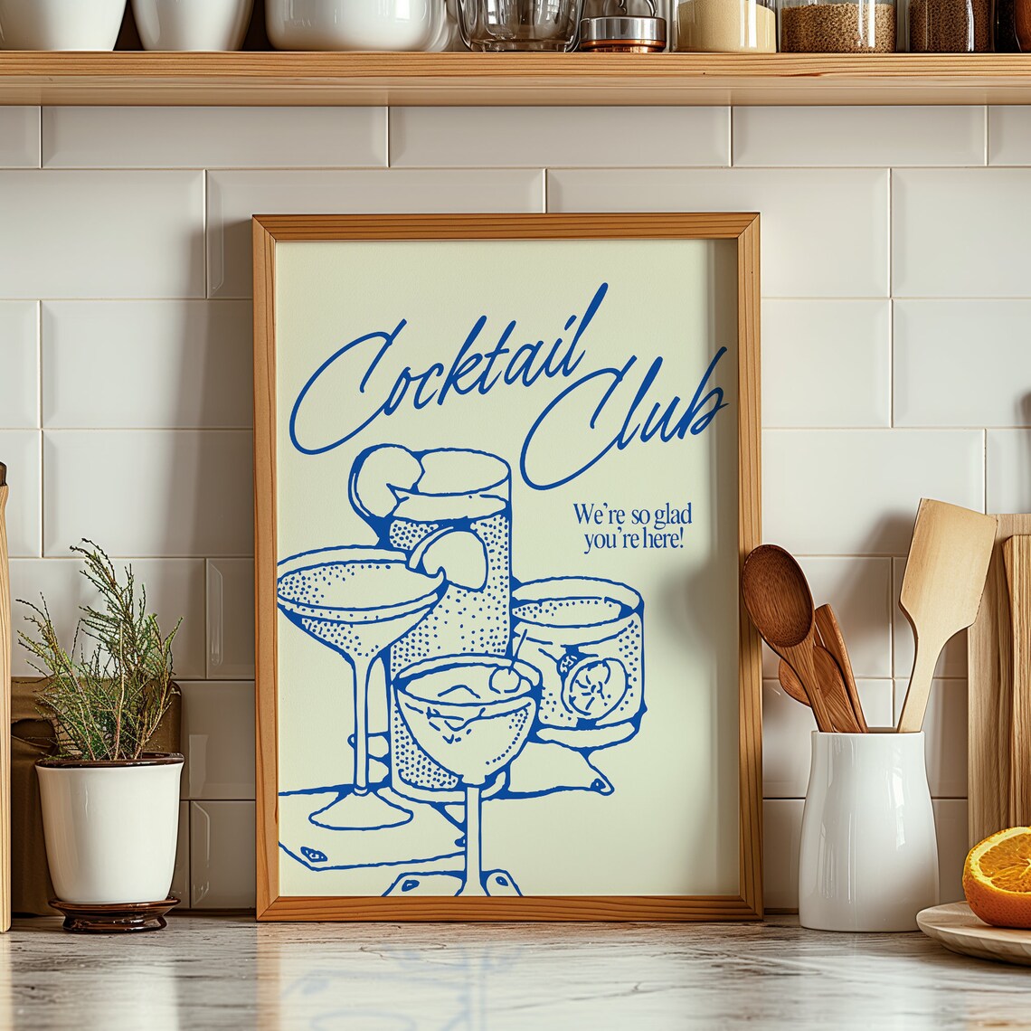 Trendy Wall Art for Bar Cart Wall Decor for Kitchen Art Cocktail Poster ...
