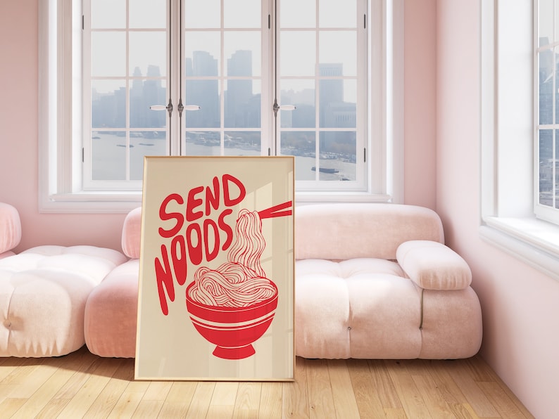 Send Noods Kitchen Wall Art for Kitchen Noodles Printable Wall Art Ramen Noodles Art Poster for ...