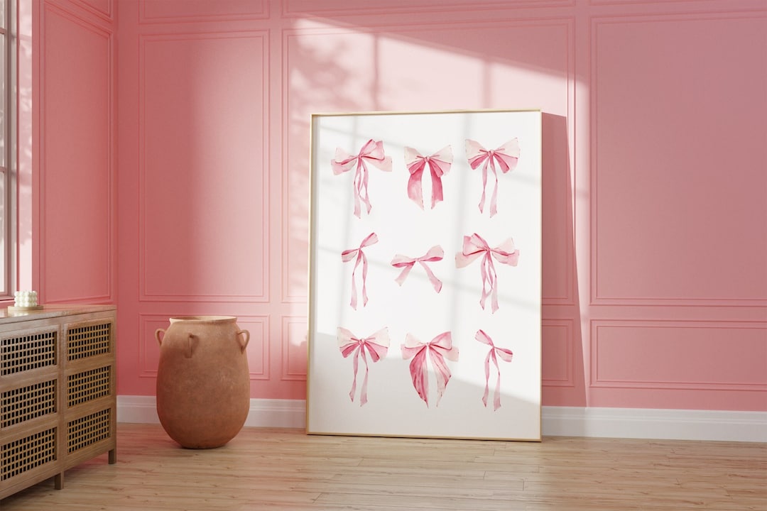 Pink Bows Coquette Aesthetic Wall Decor Feminine Girly Printable Wall ...