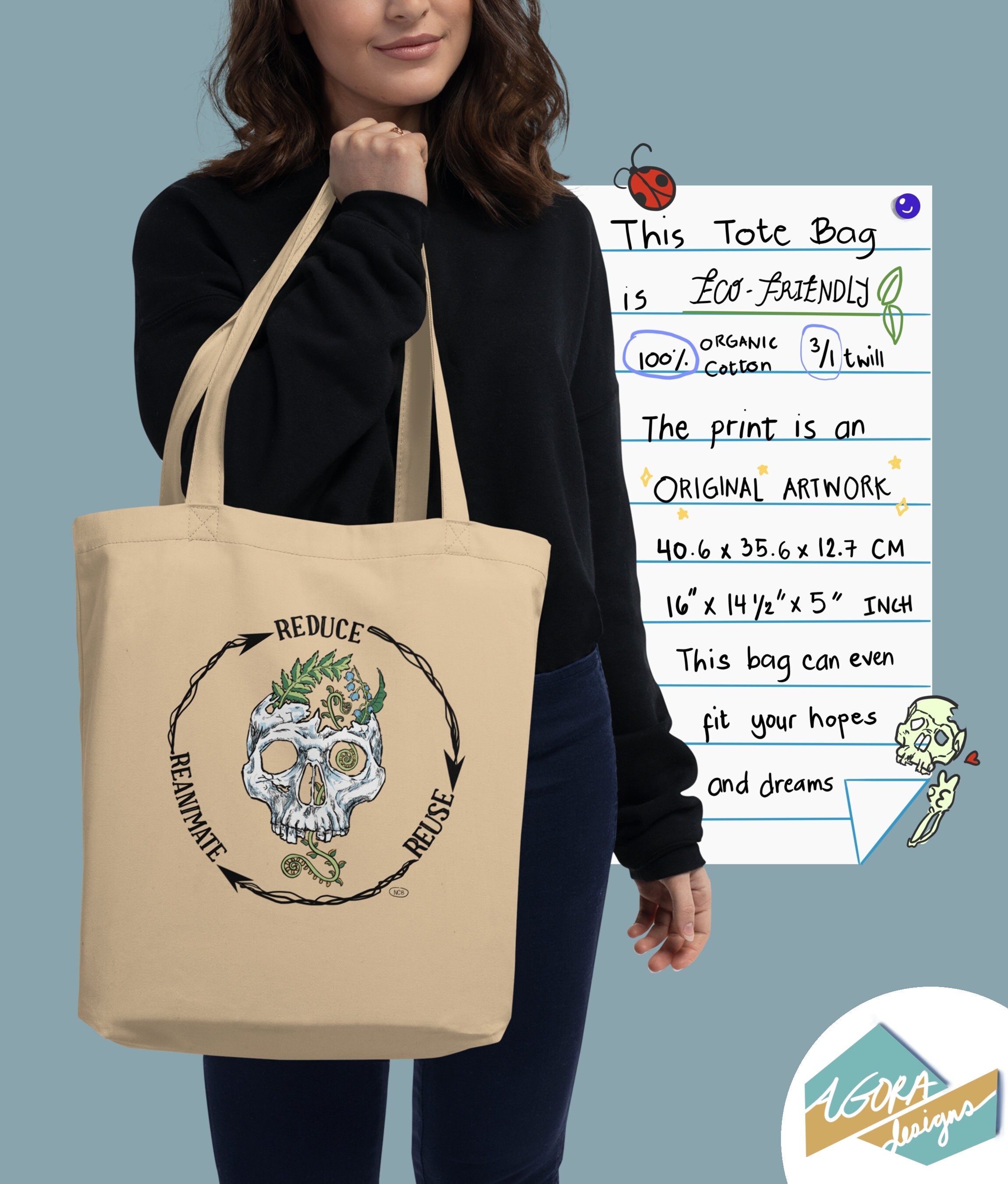 Reduce Reuse Reanimate Necromancer Tote Bag Necromany Dnd COC - Etsy