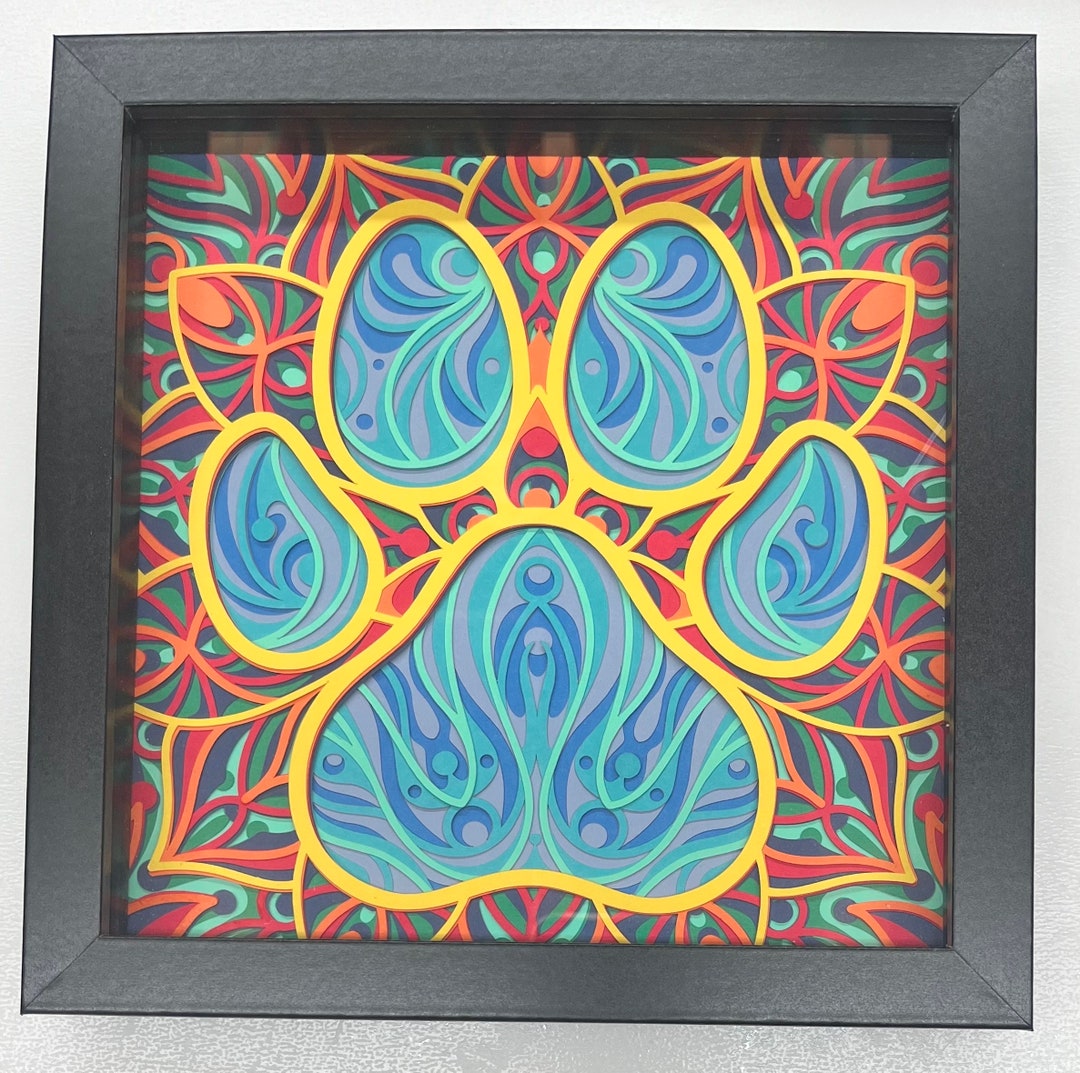 Paw Print Multi Colored Layered Paper Art - Etsy