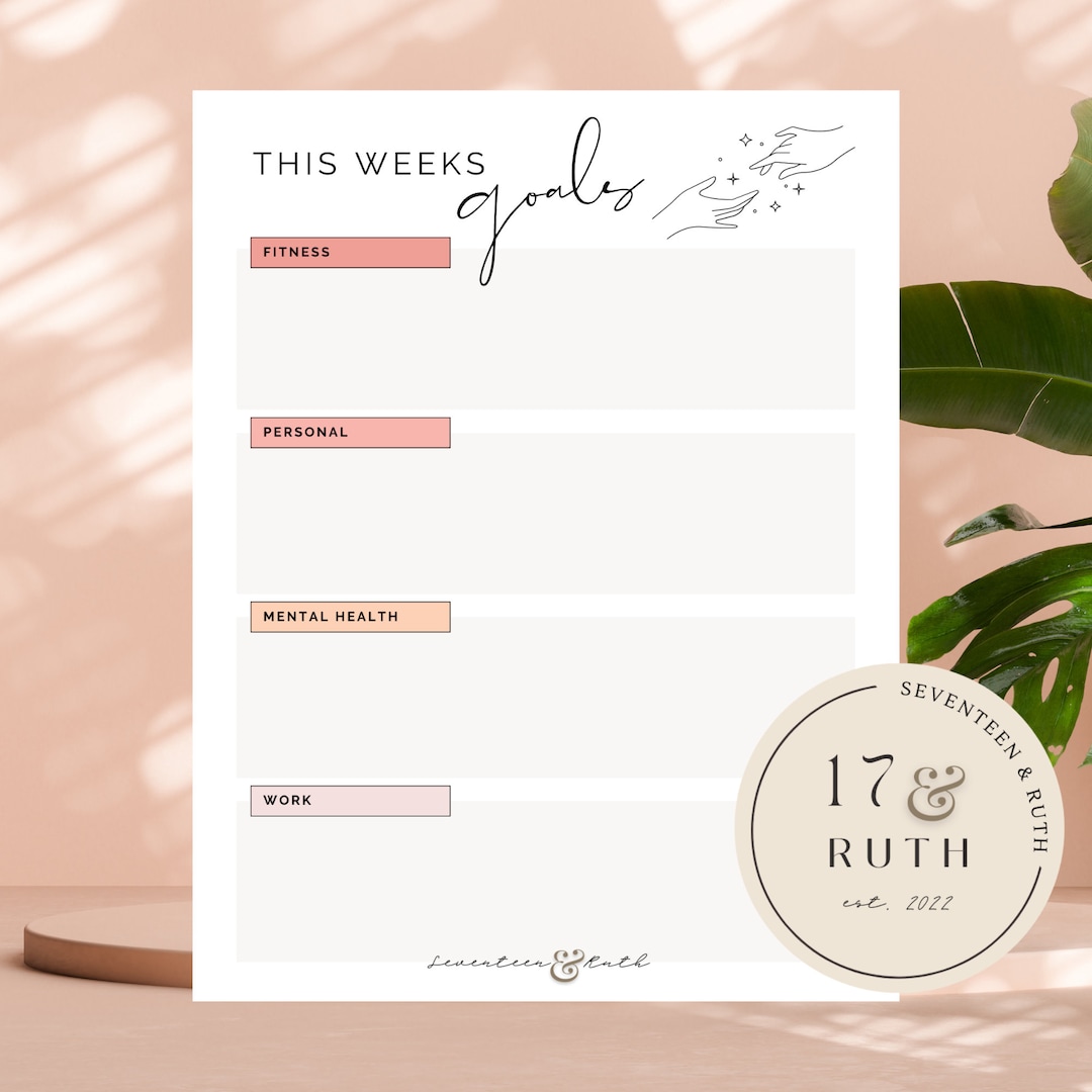 Printable Goal Planner - Neutral Pink Tones "this Weeks Goals" - Etsy