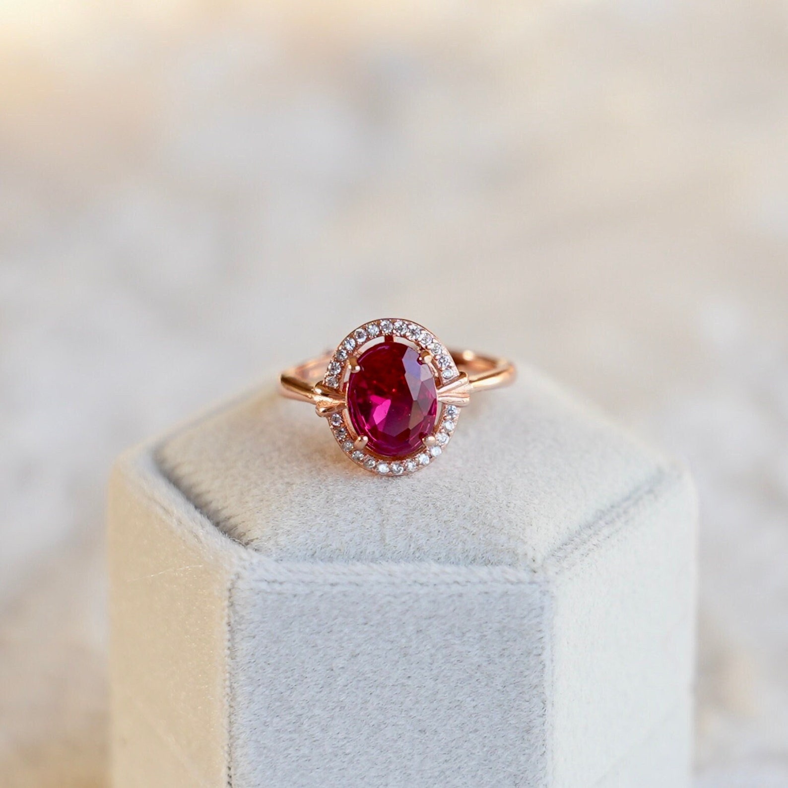 925 Silver Ruby Ring Vintage Ruby Engagement Ring July Birthstone ...