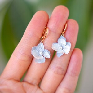 Original Design Real Hydrangea Flower Earrings Handmade Pressed ...