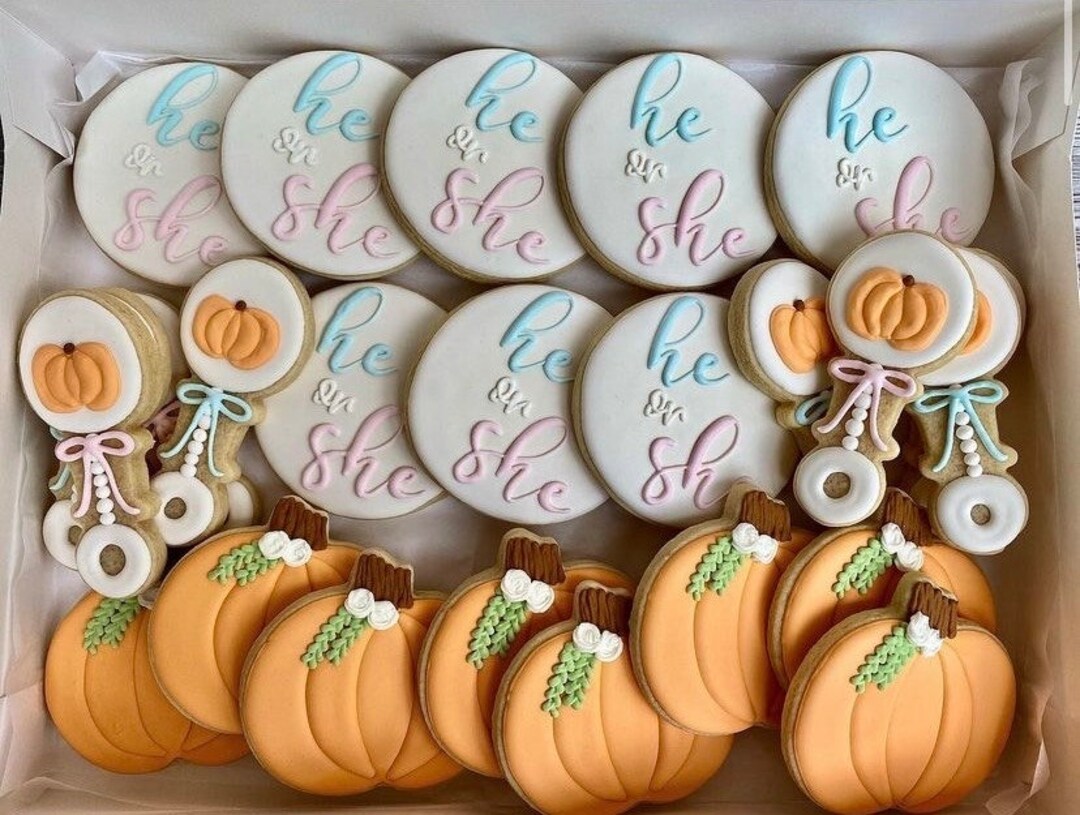 He or She | Fall Gender Reveal Cookies - Etsy