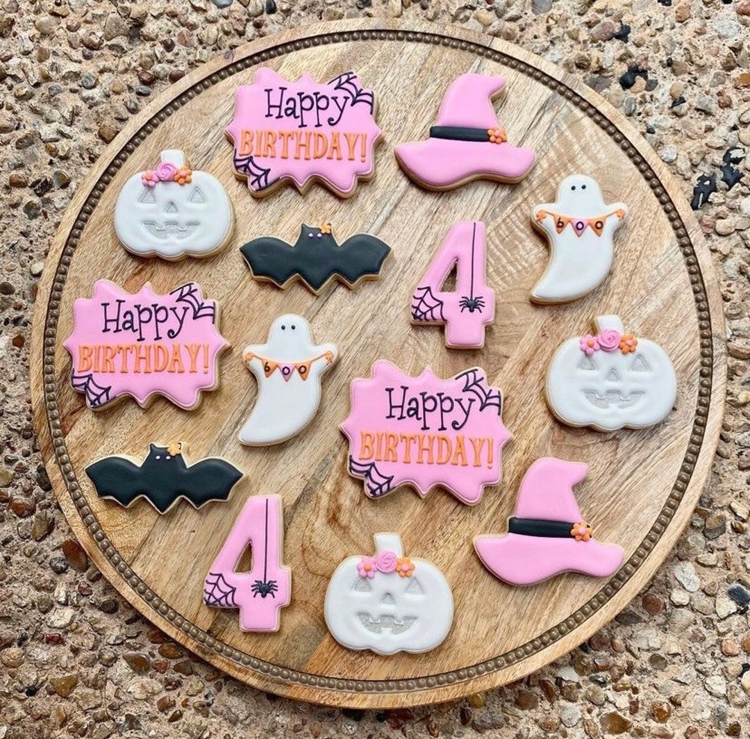 Pink and Spooky | Birthday/ Halloween Cookies - Etsy